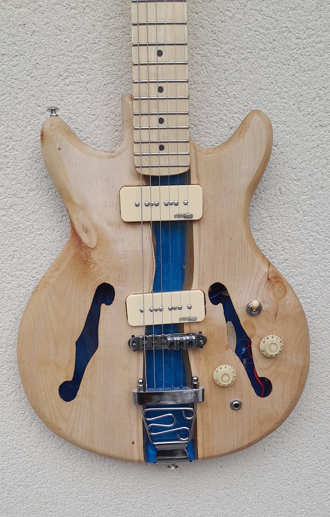 BLUE RIVER Handmade Beech Epoxy River Electric Guitar Hollow-bodied ...