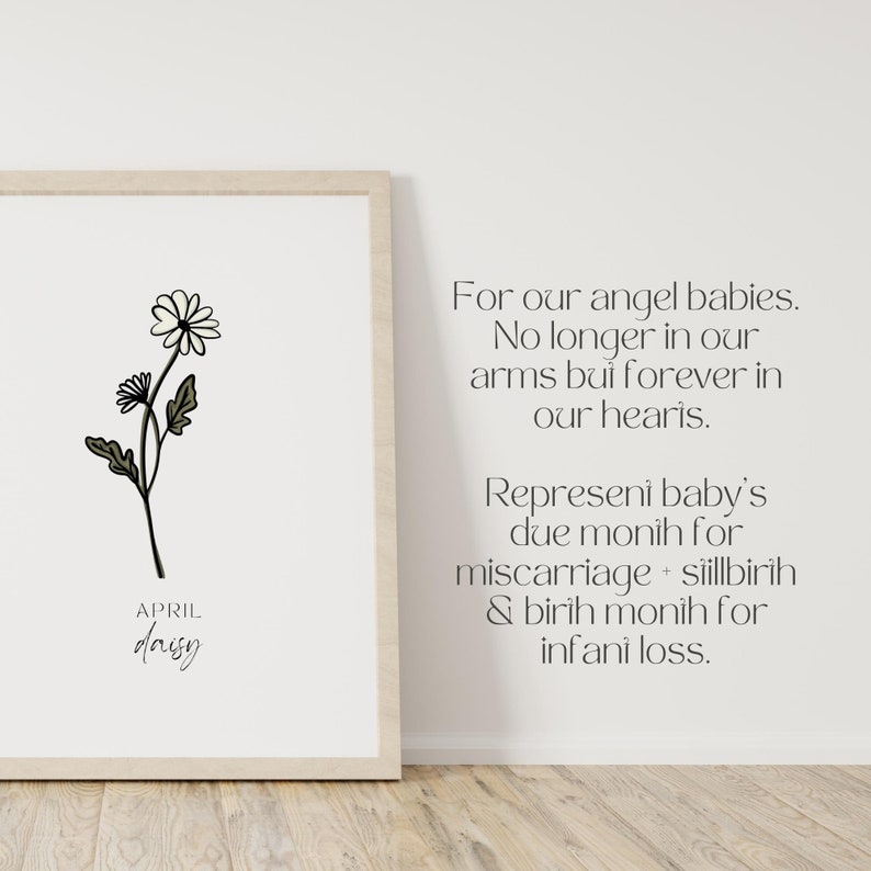April Flower Baby Loss, Sympathy Digital Print Miscarriage, Stillbirth ...