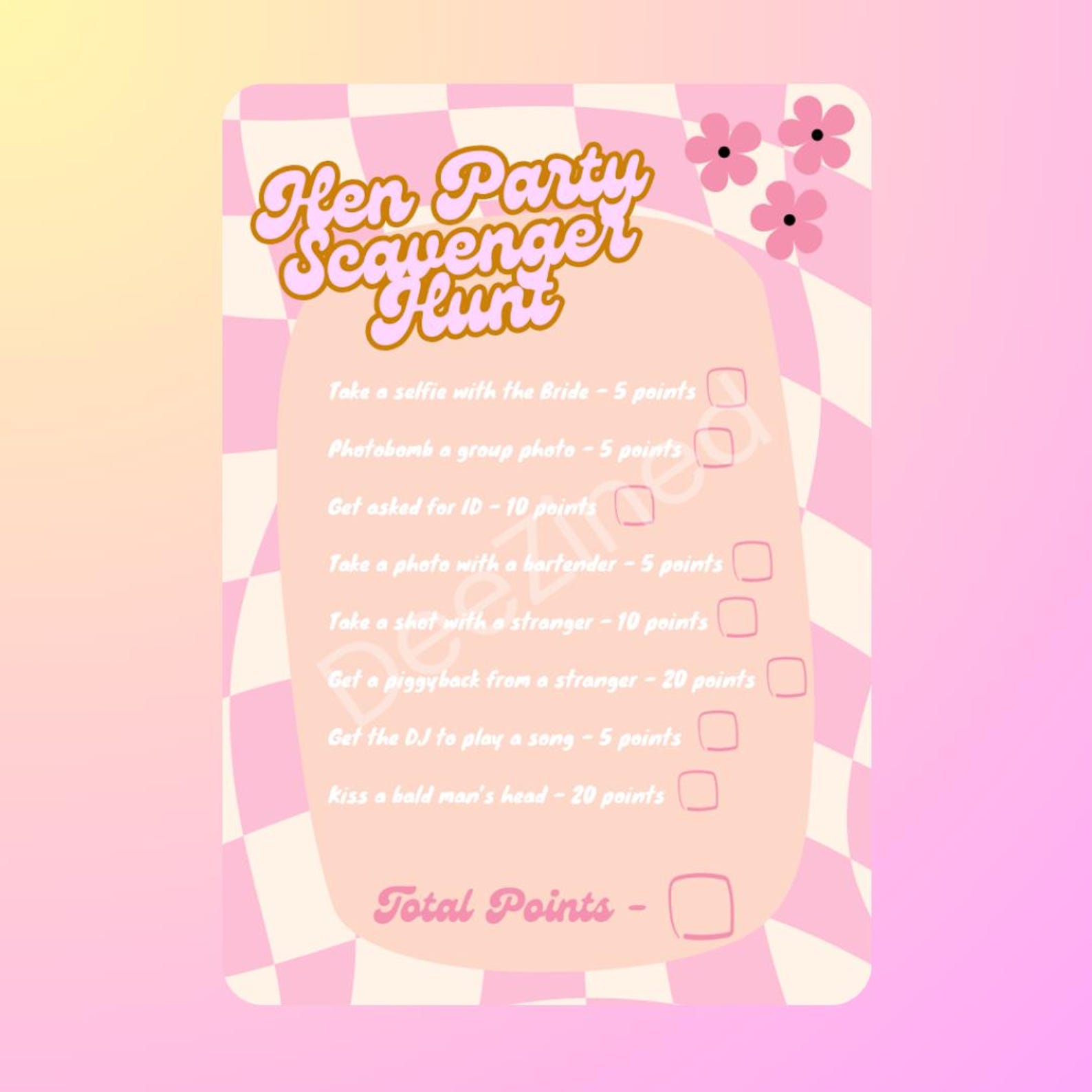 Hen Party Scavenger Hunt Printable | Fun Bachelorette Party Game ...