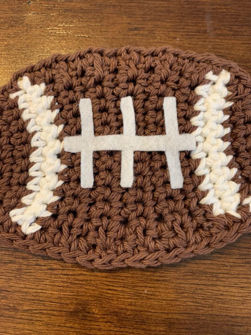 Crochet Football Coasters – Handmade Sports Drink Mats, Set of 4 Cotton ...