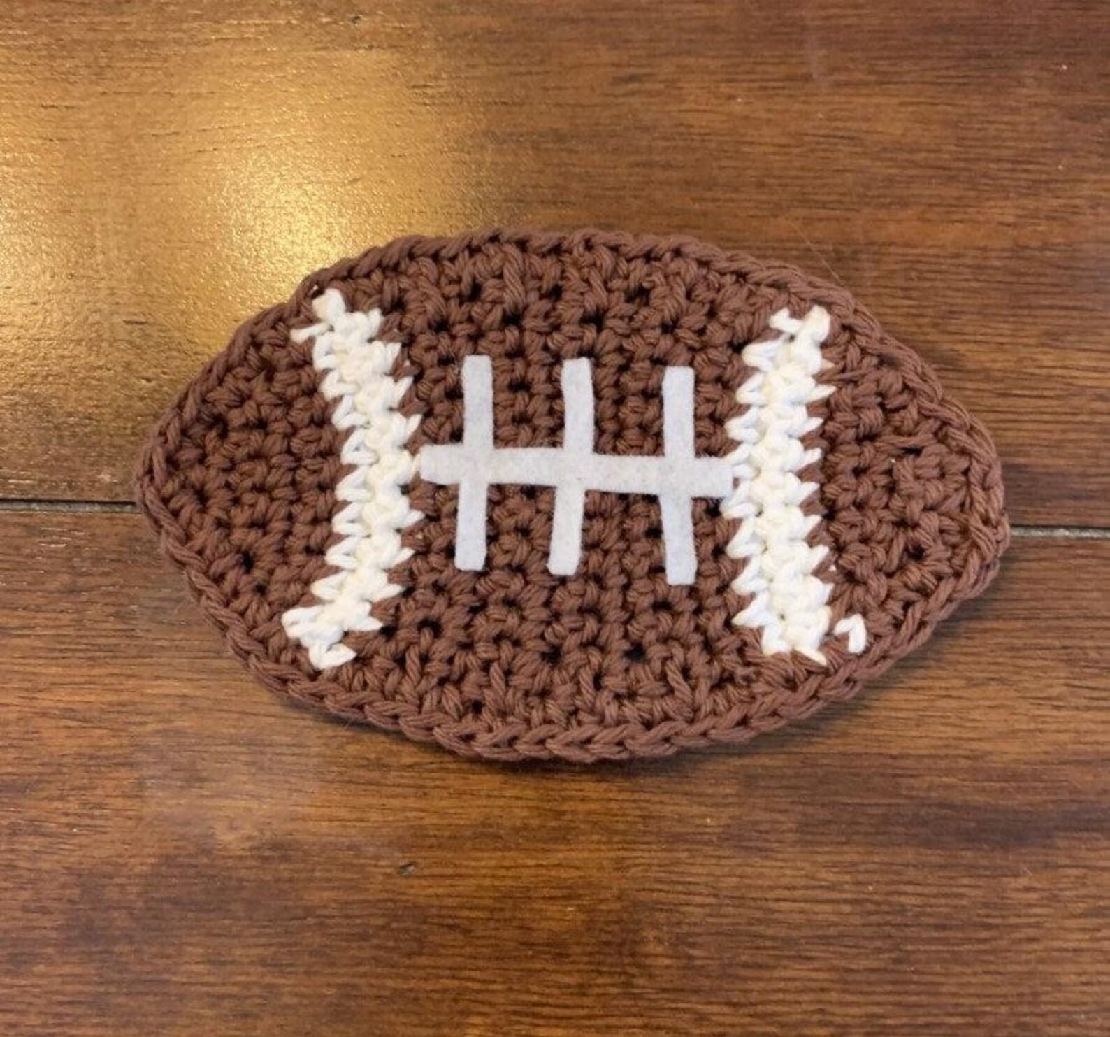 Crochet Football Coasters – Handmade Sports Drink Mats, Set of 4 Cotton ...