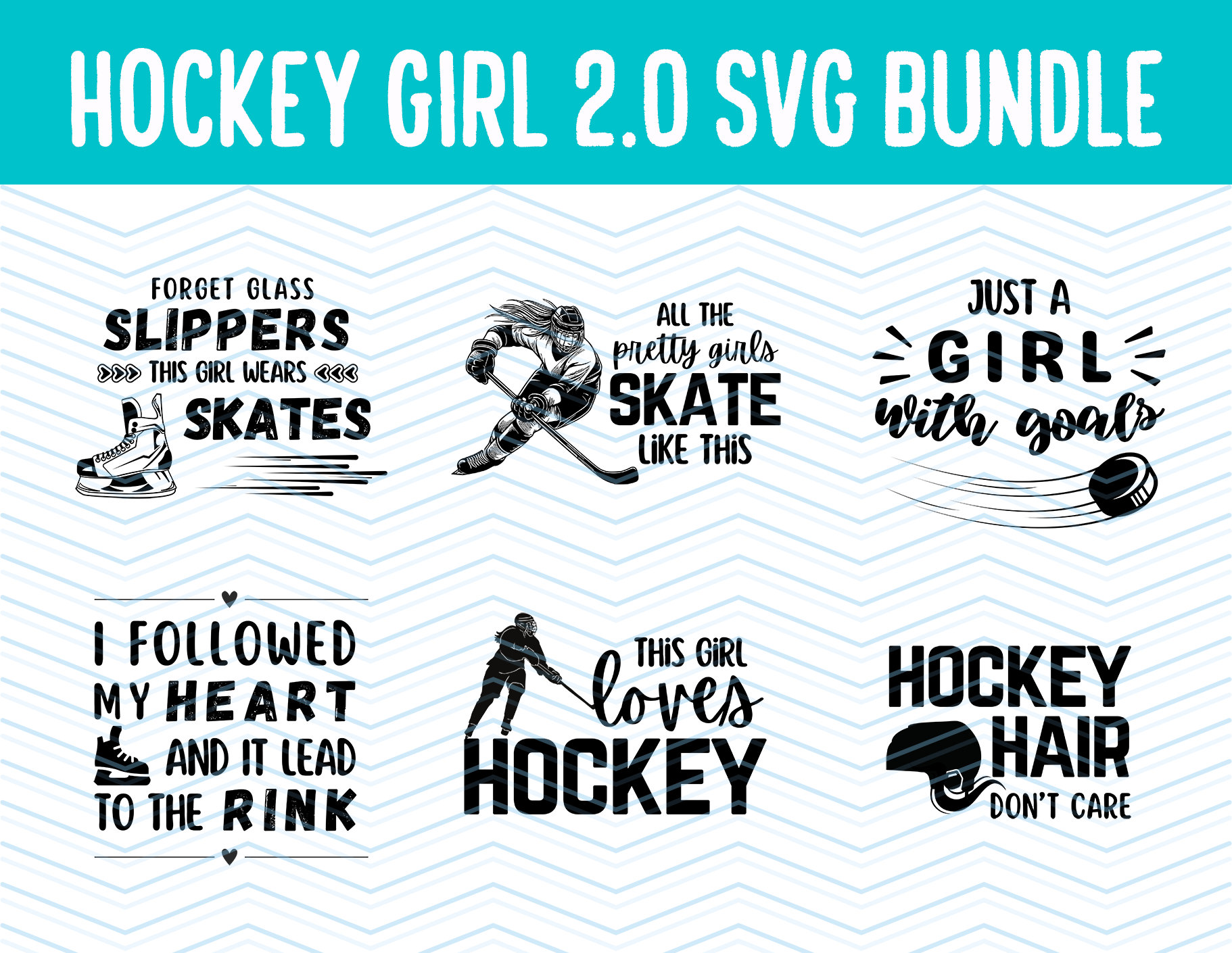 NEW 6 Graphic Hockey Girl 2.0 SVG Digital File, Hockey Players, Womens ...