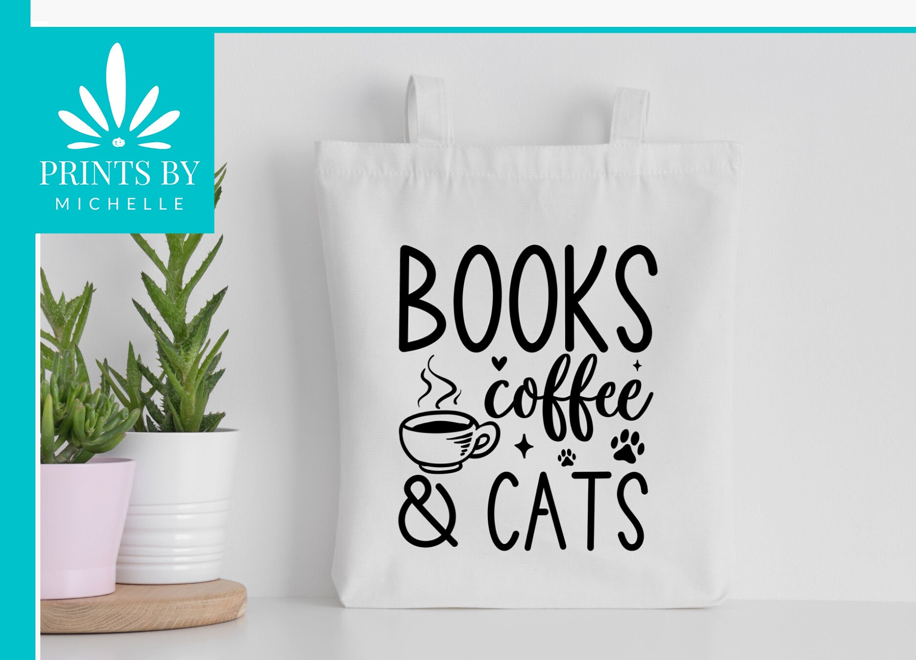 Books, Coffee & Cats SVG Digital File, Reading Books SVG, Cats, Coffee ...