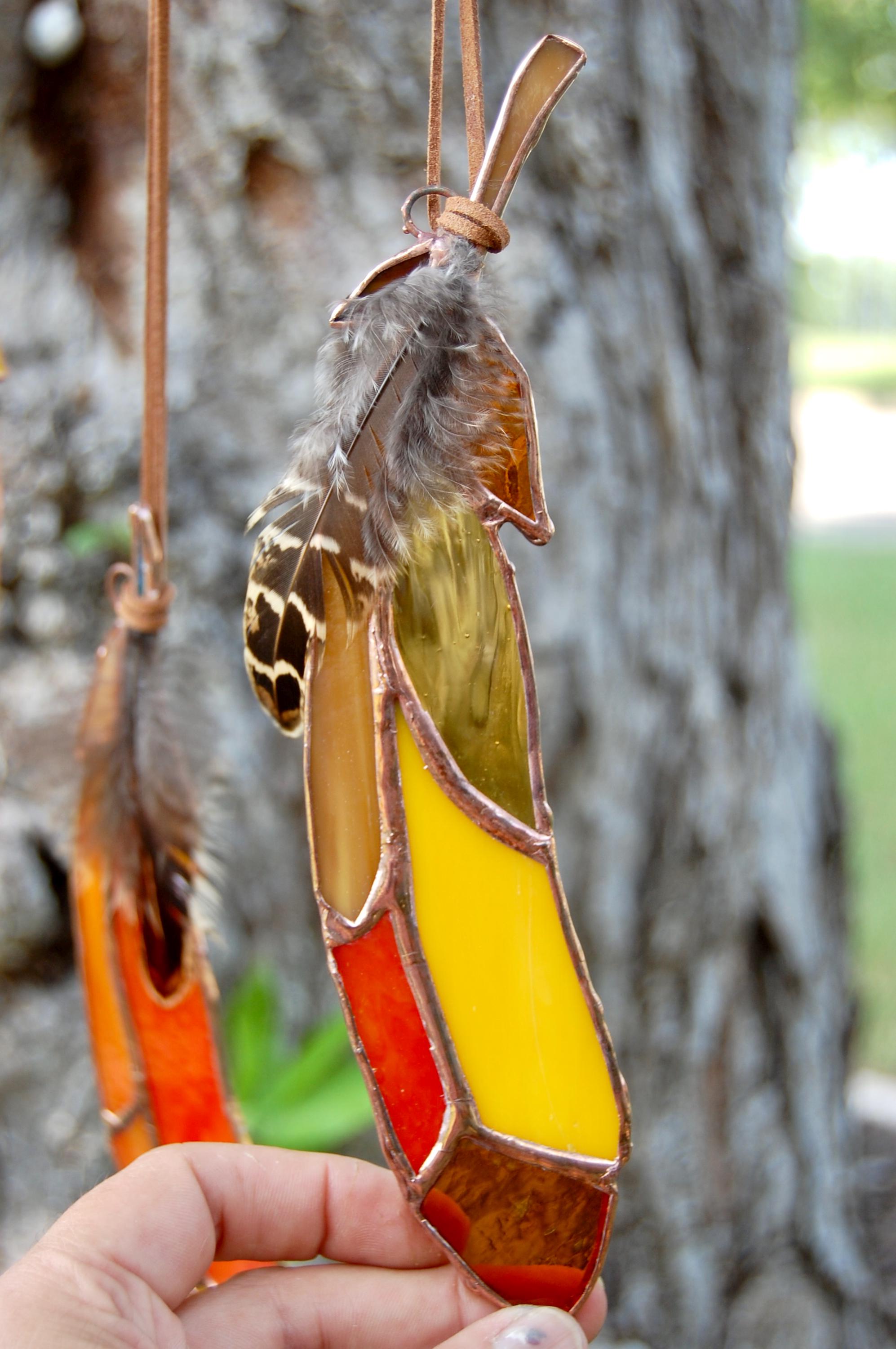 Driftwood and Stained Glass Sun Catchers, Glass Mobiles, Yard Art ...