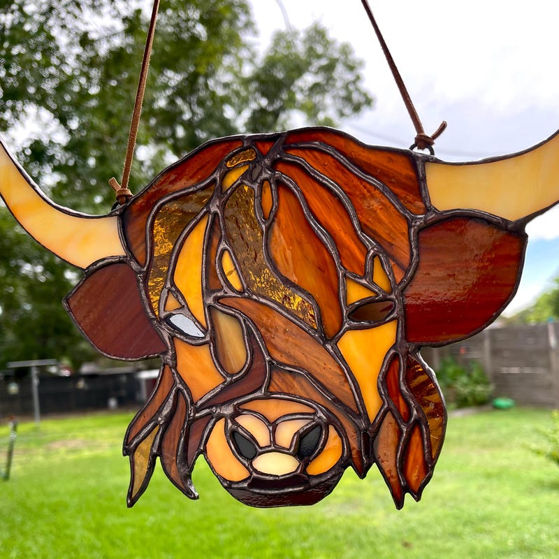 Stained Glass Cow - Etsy