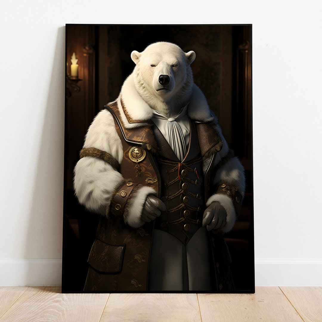 Renaissance Polar Bear Portrait: Dark Academia Animal Art (digital ...