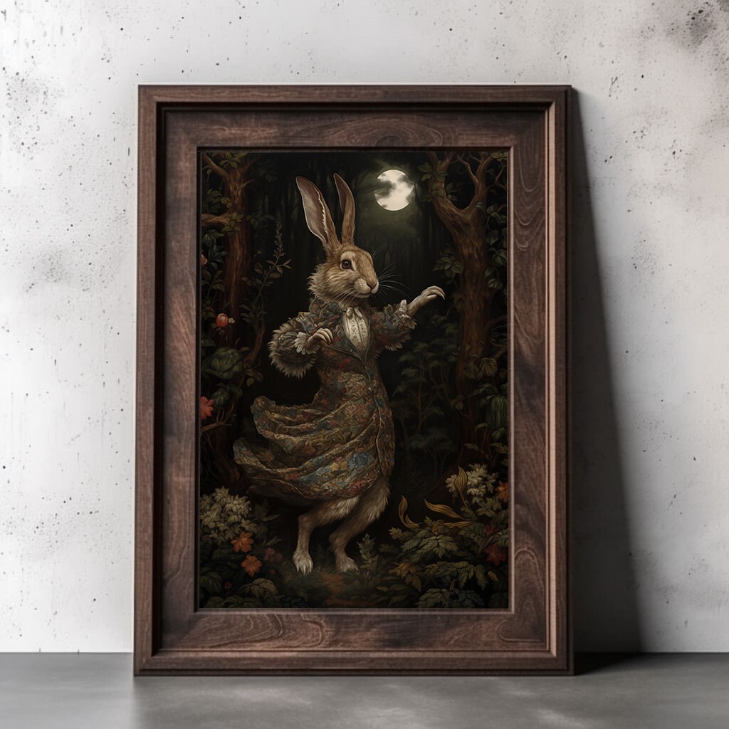 Victorian Dancing Rabbit Art, Renaissance Rabbit Painting, Aristocrat ...