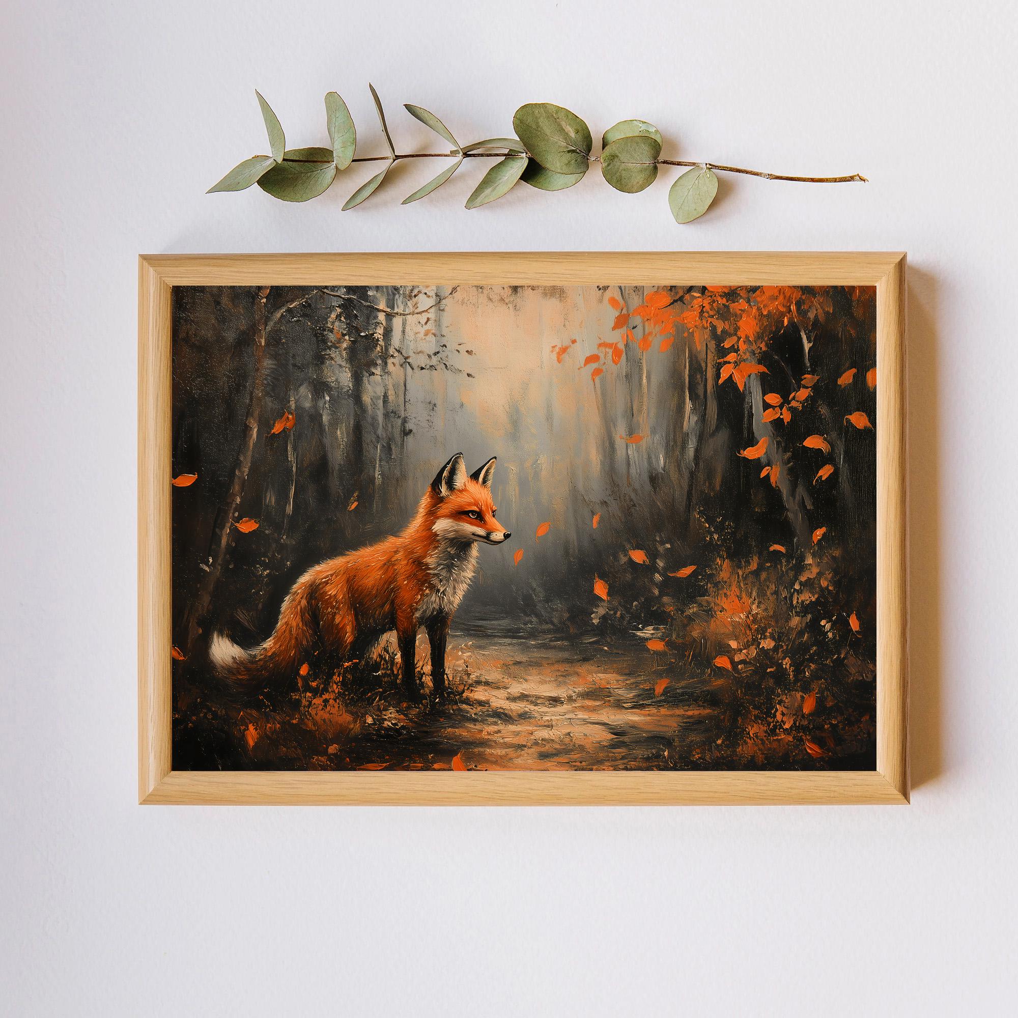 Fox in Autumn Forest Painting, Fall Fox Wall Art, Fox Art Print ...