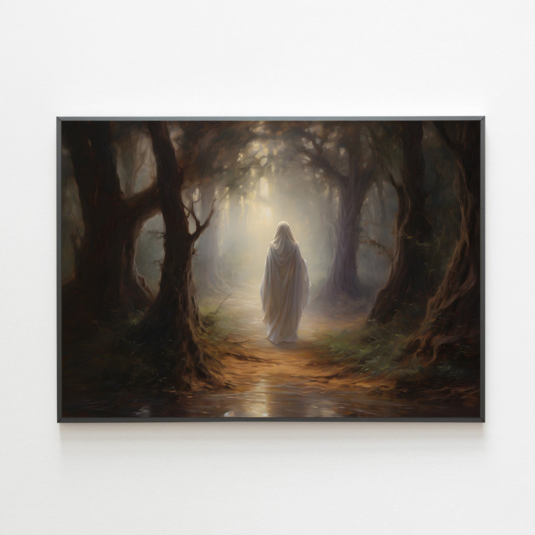 Haunted Forest Ghost Painting: Moody Halloween Wall Art (digital ...
