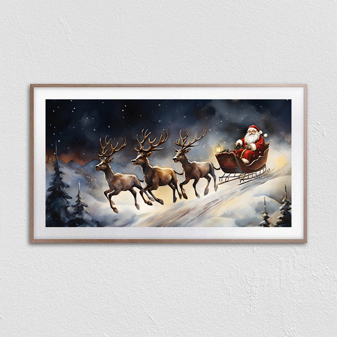 Vintage Santa and Reindeer Samsung Frame TV Art (digital Download) - Etsy