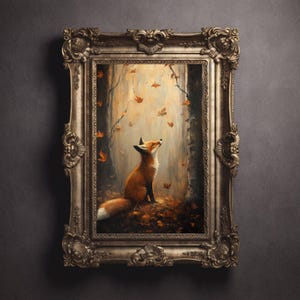 Fall Fox Wall Art, Fox in Autumn Forest Painting, Fox Art Print ...