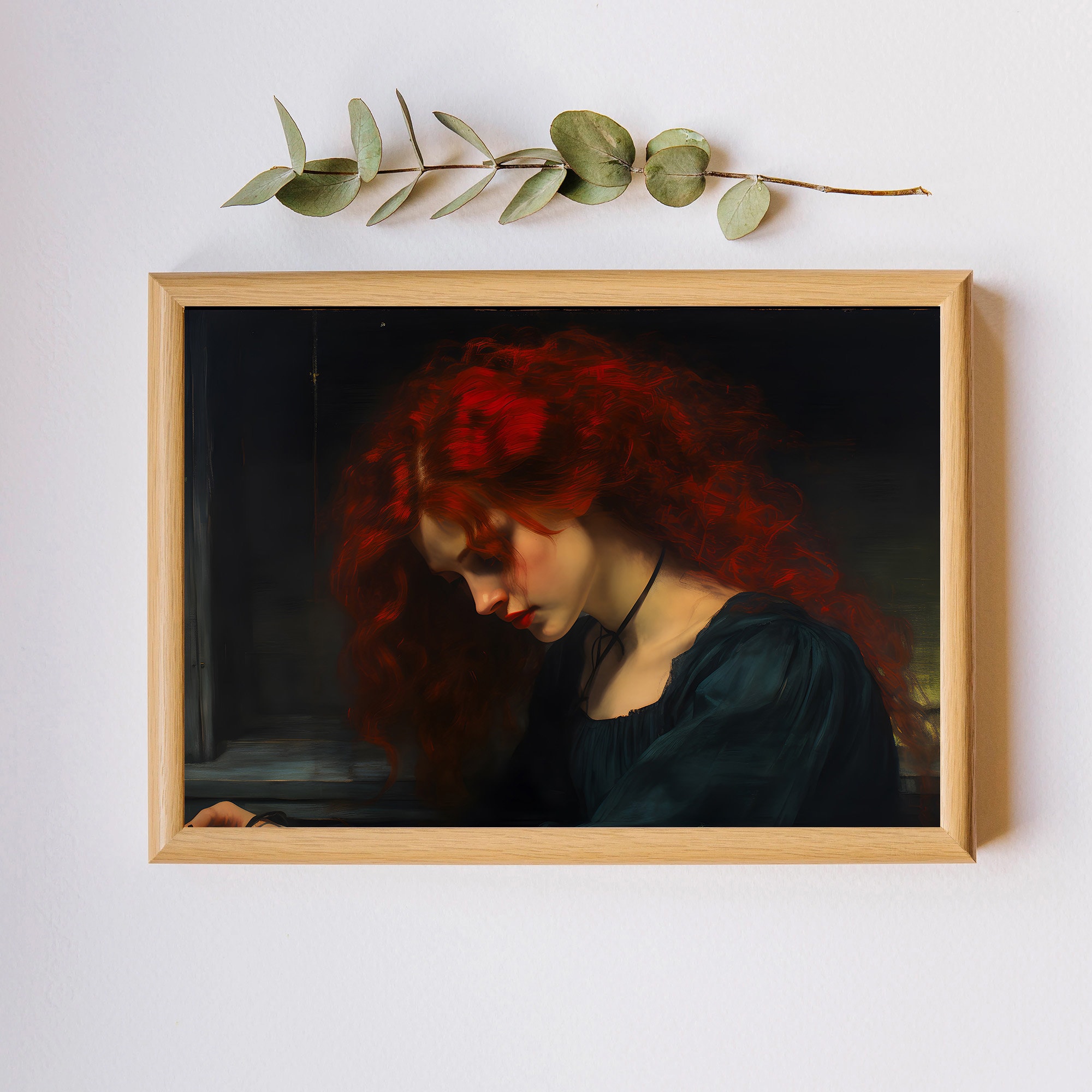 Red Hair Woman Portait, Vintage Lady Portrait, Moody Femail Oil ...