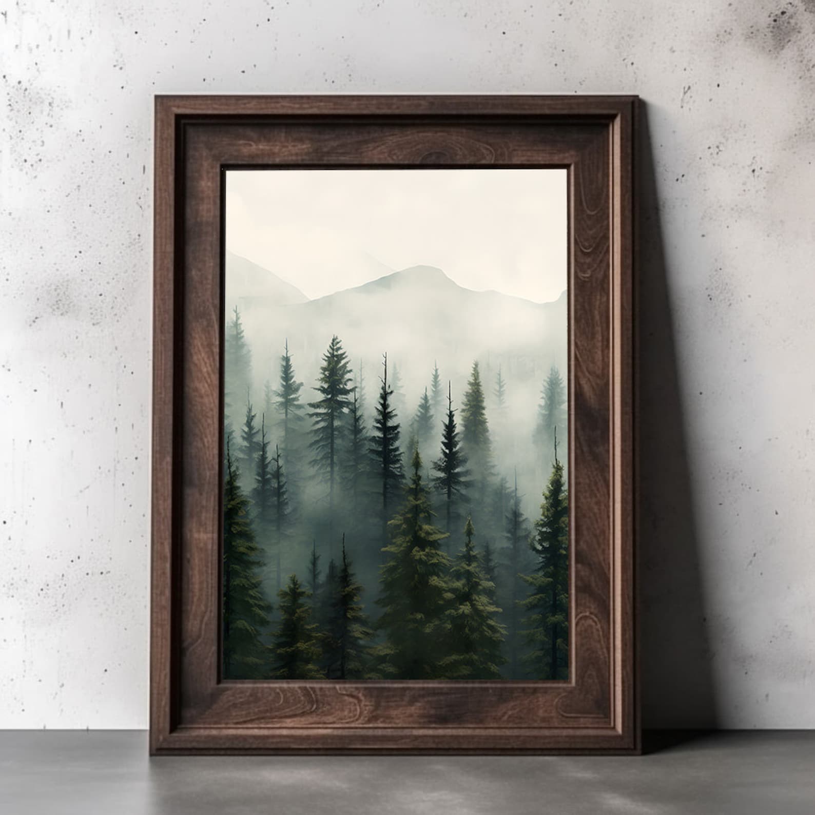 Foggy Forest Poster, Misty Mountain Print, Autumn Landscape, Nordic ...