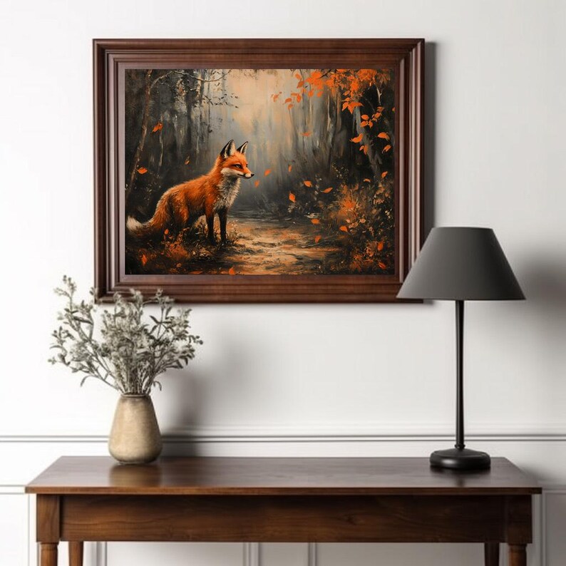 Fox in Autumn Forest Painting, Fall Fox Wall Art, Fox Art Print ...