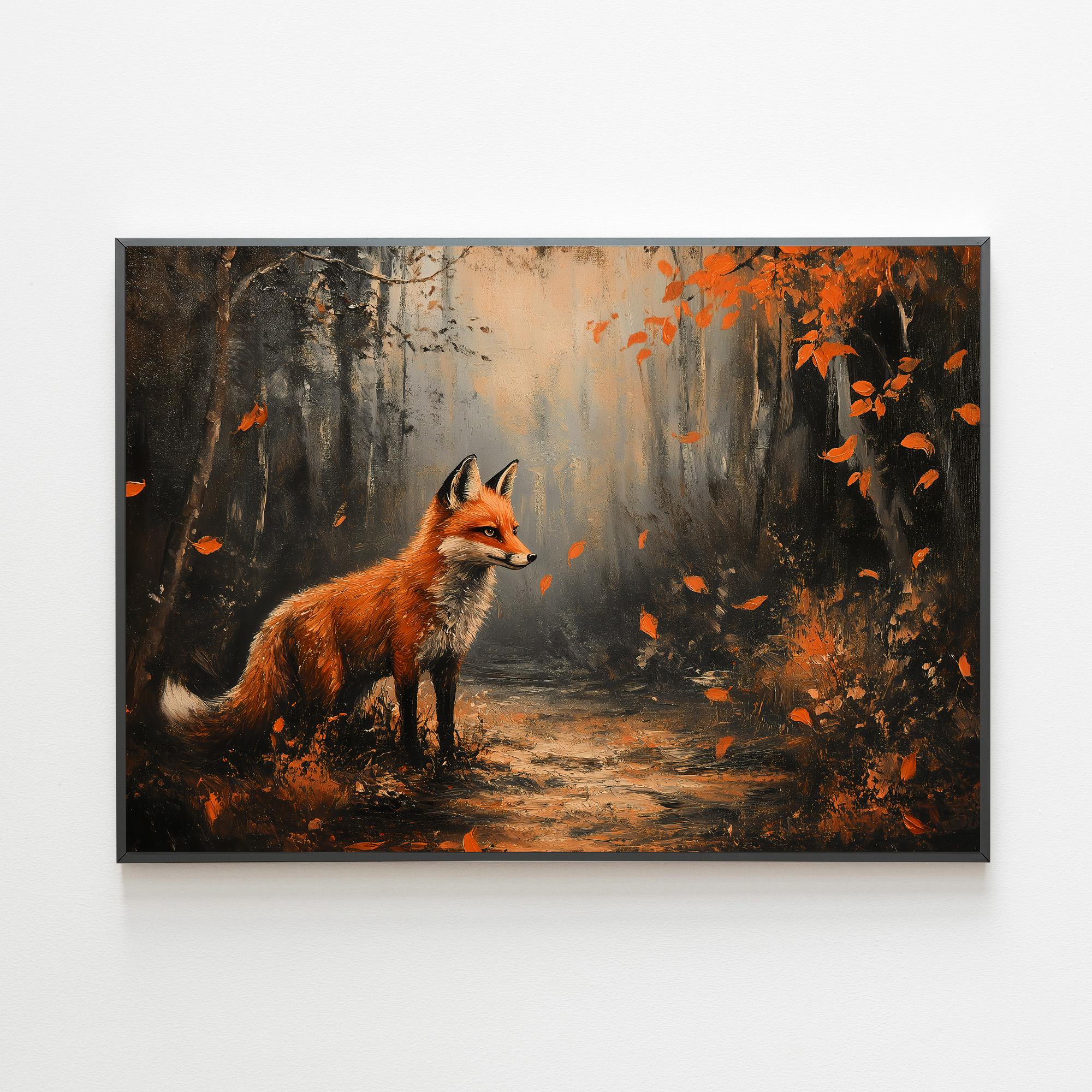 Fox in Autumn Forest Painting, Fall Fox Wall Art, Fox Art Print ...