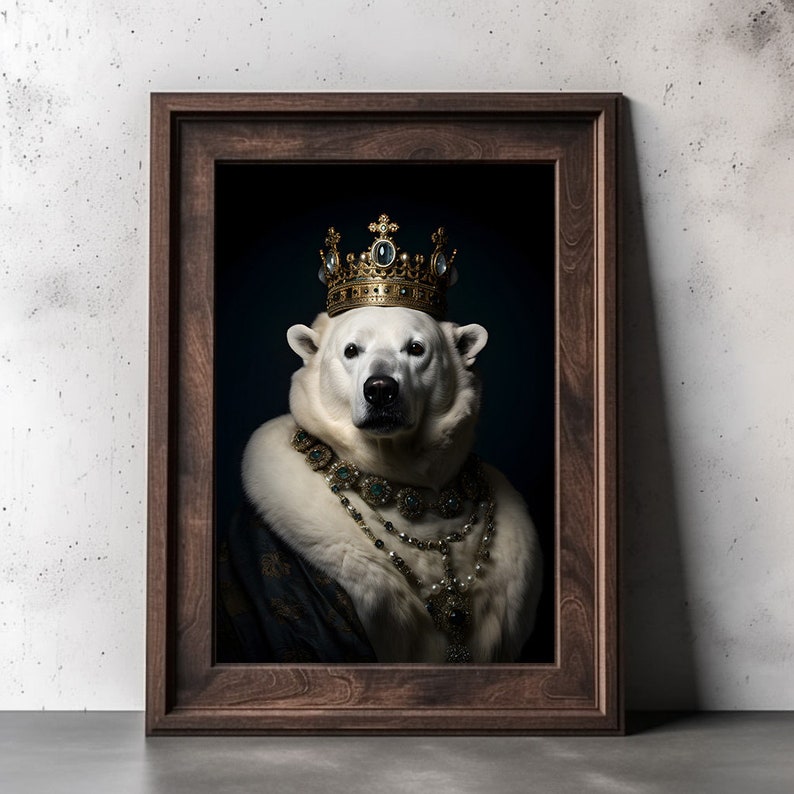 Polar Bear Painting, Renaissance Polar Bear Portrait, Royal Polar Bear ...