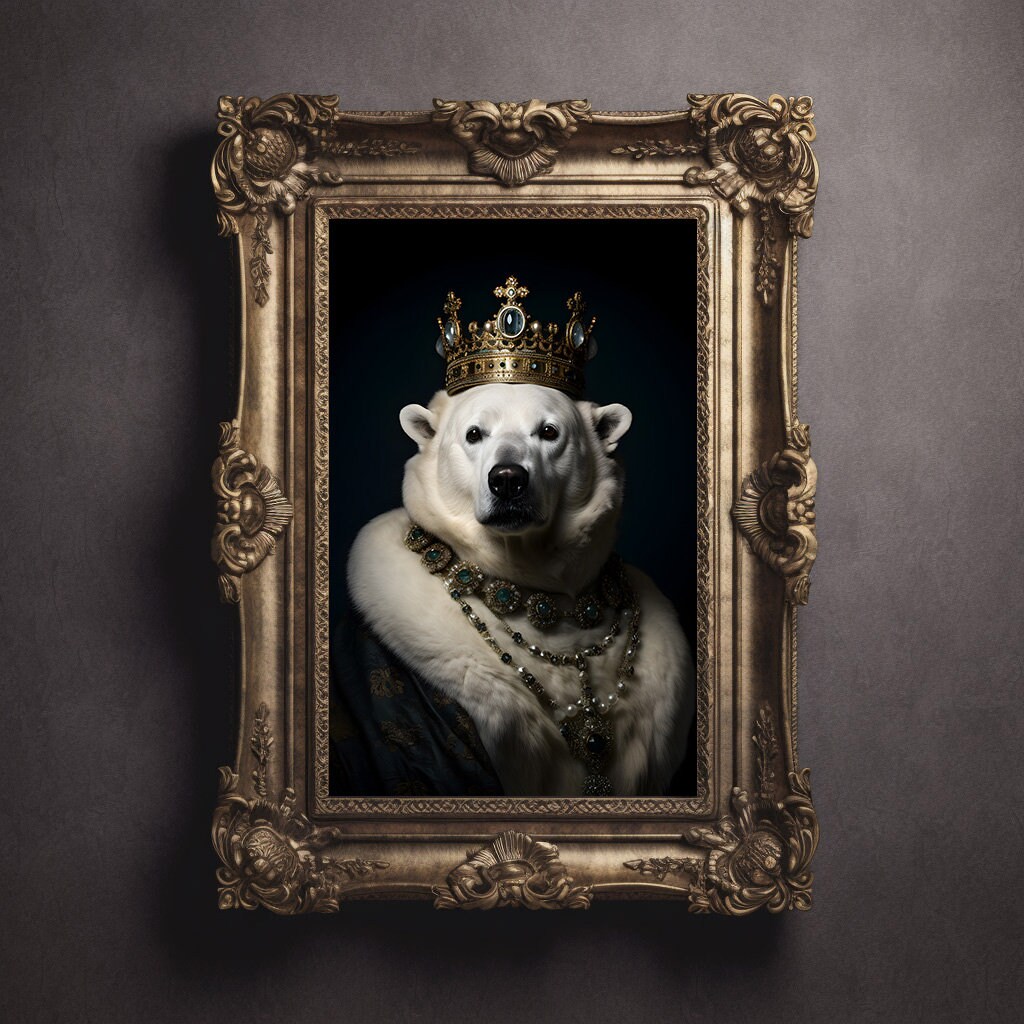 Polar Bear Painting, Renaissance Polar Bear Portrait, Royal Polar Bear ...