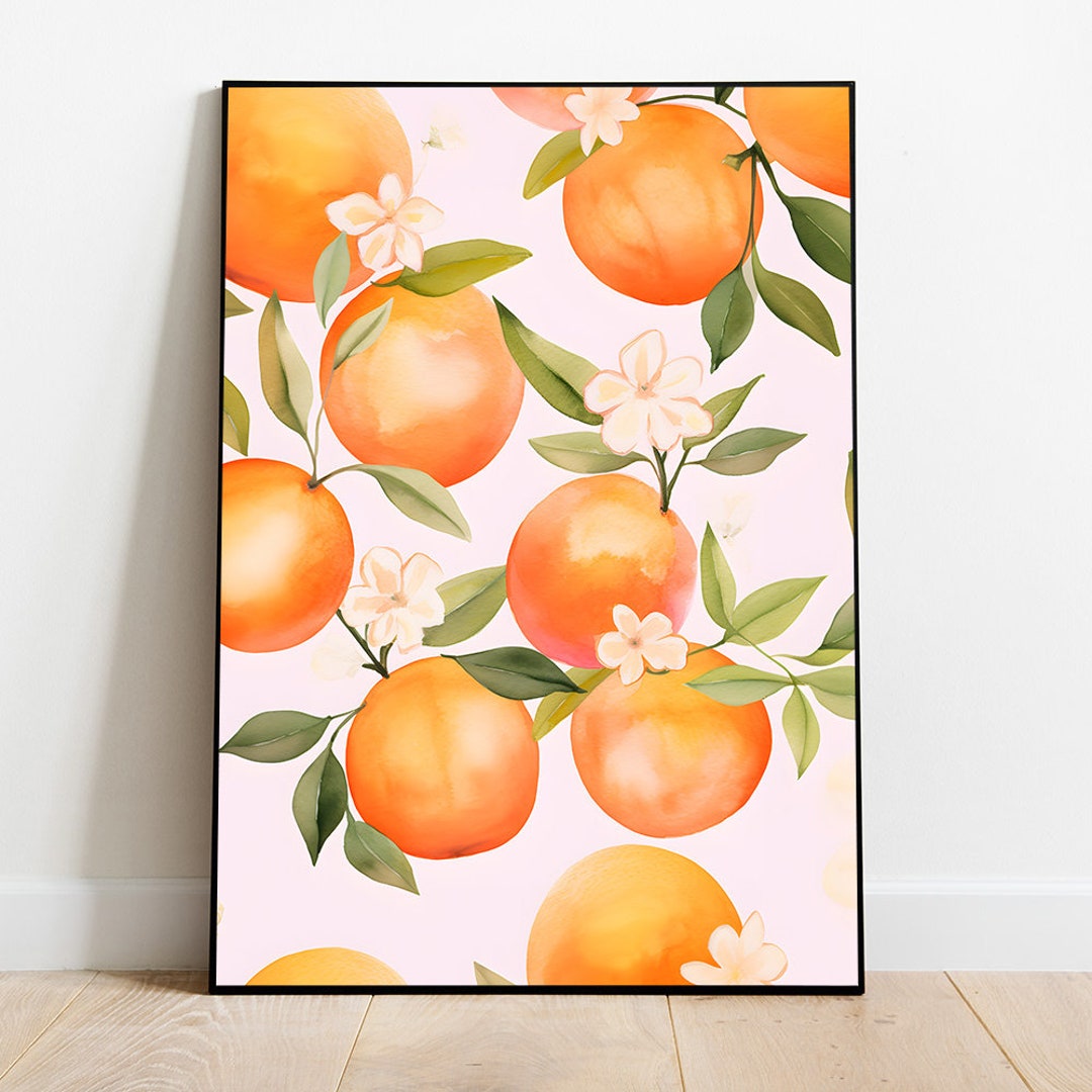 Orange Kitchen Art Print, Fruit Market Print, Botanical Printable Wall ...