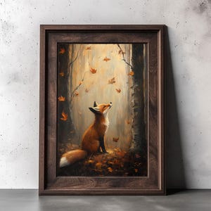 Fall Fox Wall Art, Fox in Autumn Forest Painting, Fox Art Print ...