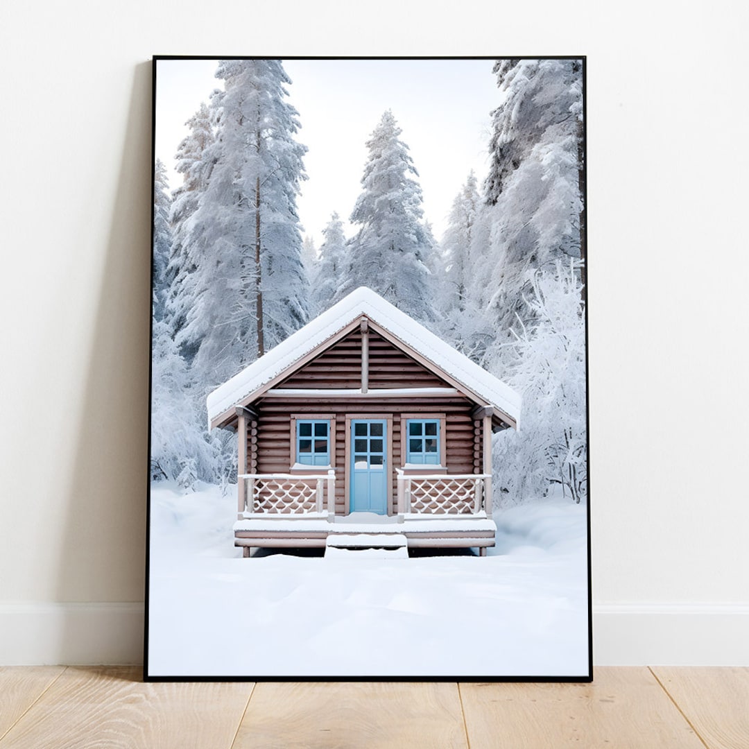 Winter Cabin Print: Snowy Cottagecore Christmas Art (digital Download ...