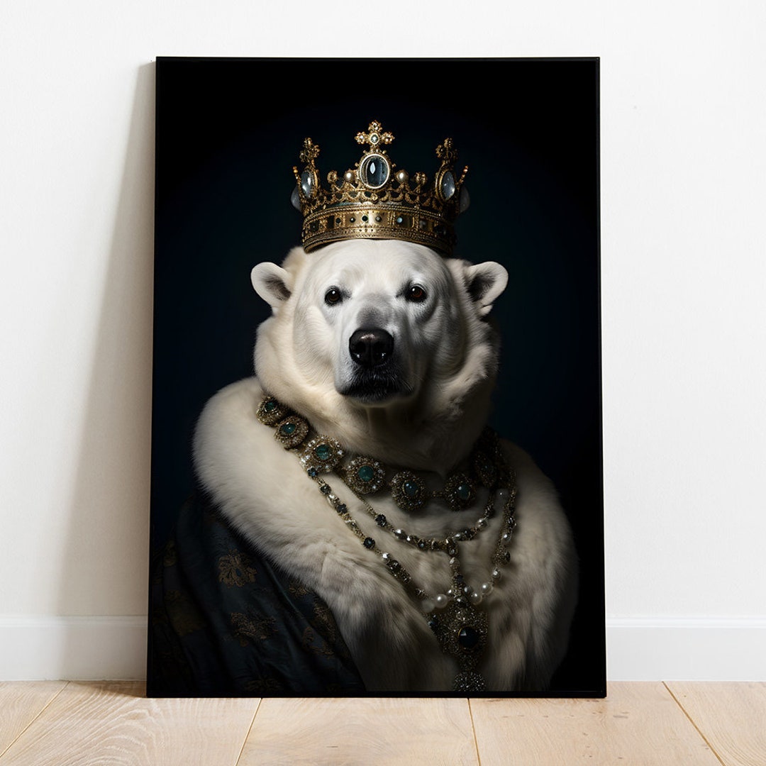 Polar Bear Painting, Renaissance Polar Bear Portrait, Royal Polar Bear ...