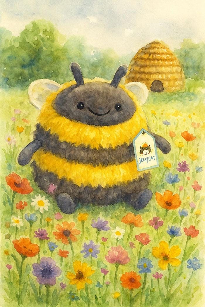 Jellycat Inspired Watercolour Albee Bee With Label Style Print - Etsy