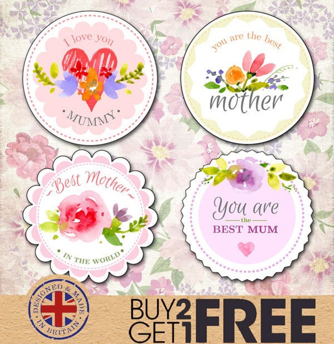 Mothers Day Stickers Labels Love/floral/shabby Chic/ Vintage Gift ...