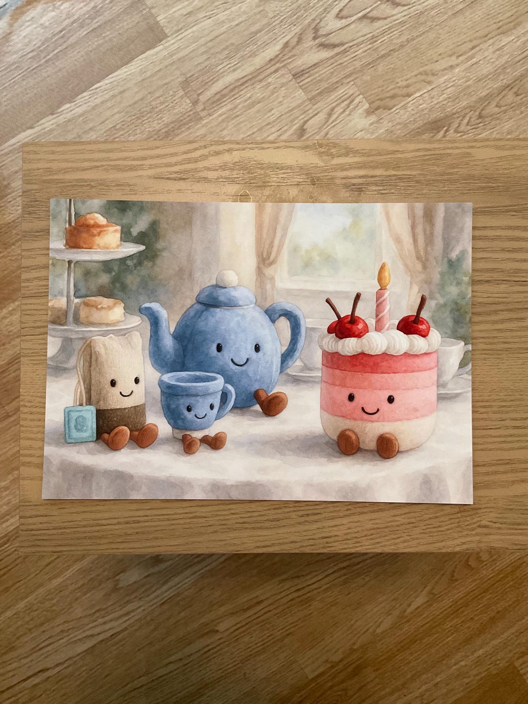 Jellycat Inspired Watercolour Amusable Cherry Cake Tea Pot and Steepy ...