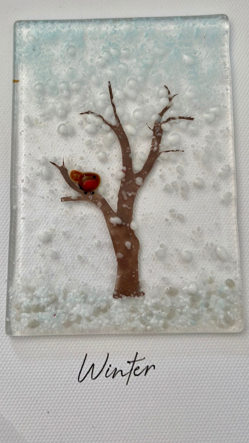 Handmade the Four Seasons Fused Glass Framed Wall Art. Spring/summer ...