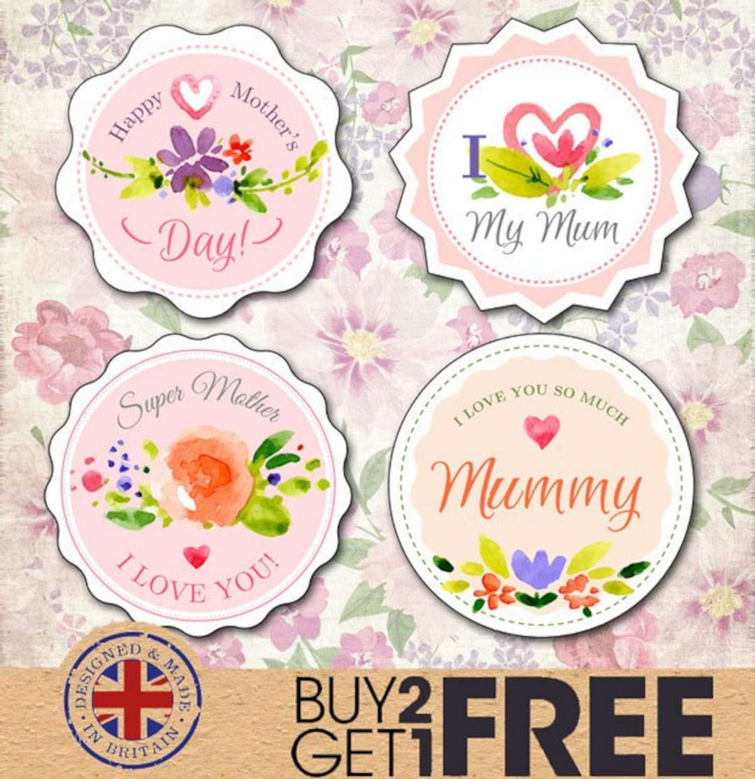 Mothers Day Stickers Labels Love/floral/shabby Chic/ Vintage Gift ...