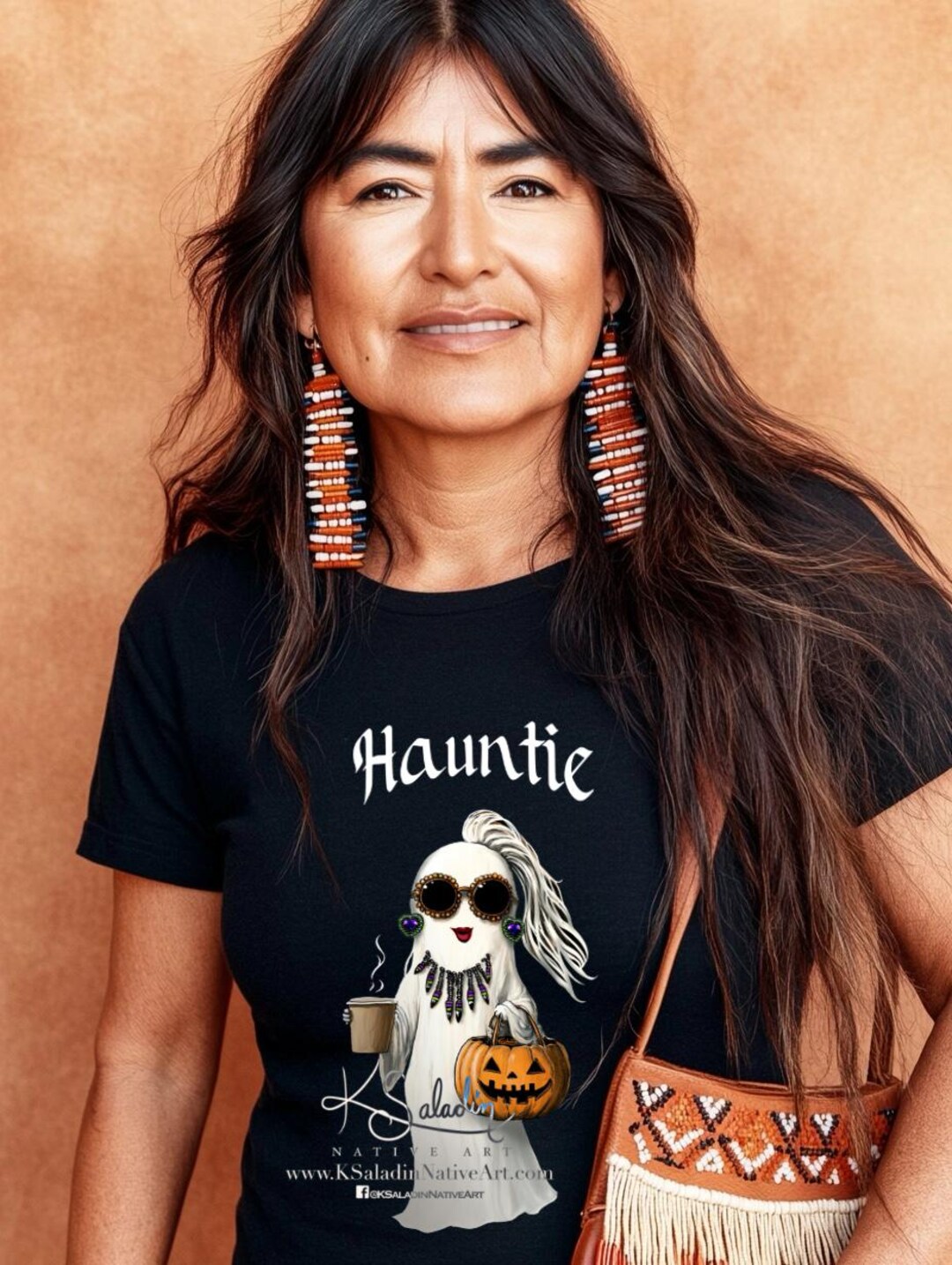 Hauntie Native Auntie Shirt Ghost Aunty Halloween Native American Funny ...