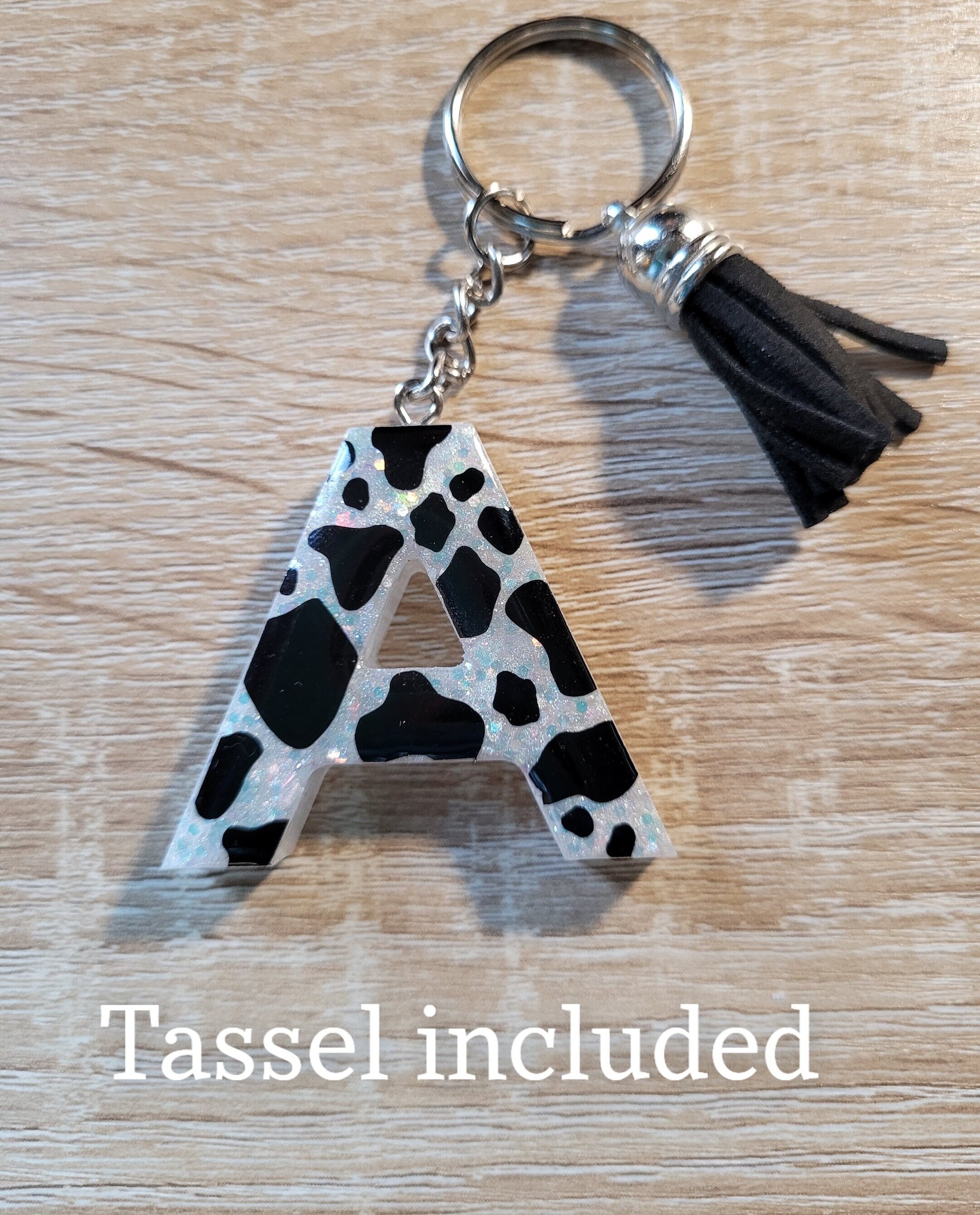 Cow Print Letter Keychain Western Cow Print Cow Print Key - Etsy