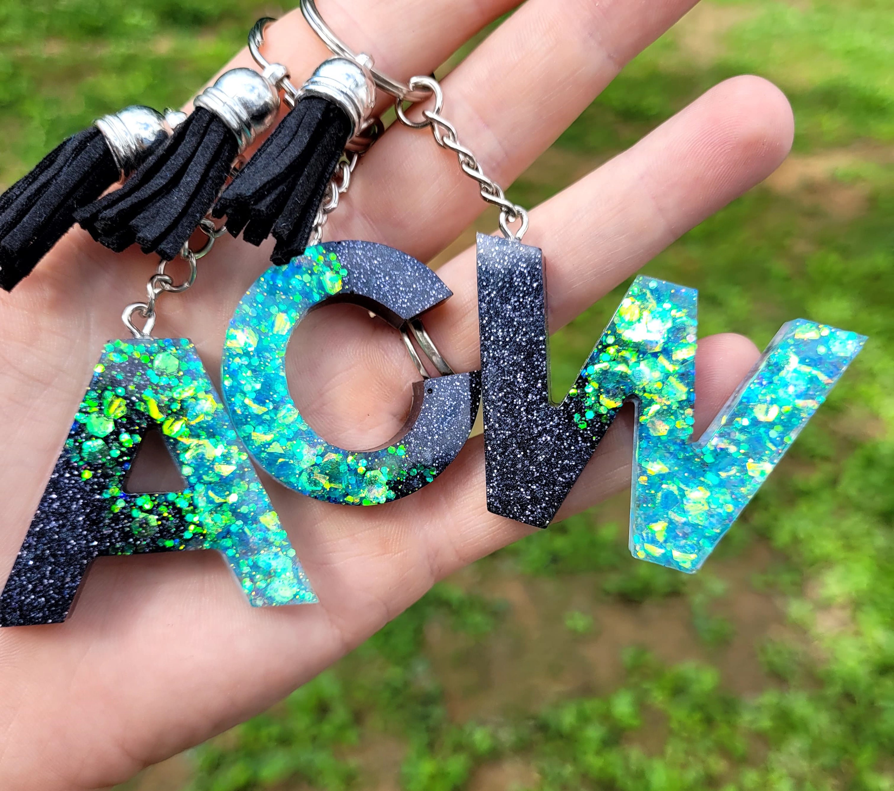 Teal Keychain Teal Key Fob Black and Teal Keychain Black - Etsy