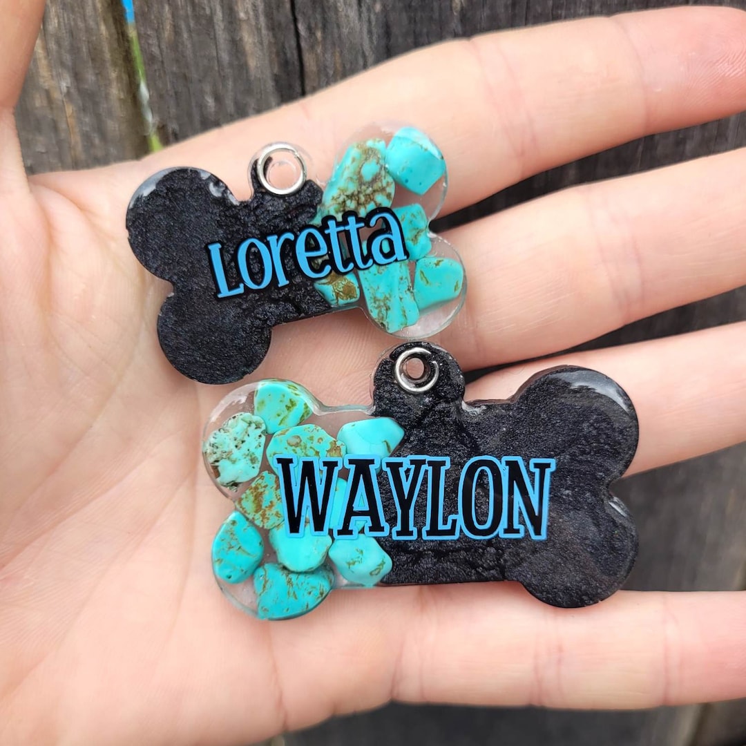 Western Dog Tag, Turquoise Dog Tag, Black Turquoise Pet Tag, Custom ...