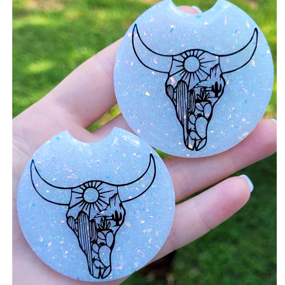 Western Skull Car Coasters, Western Car Accessories, Western Car Decor ...