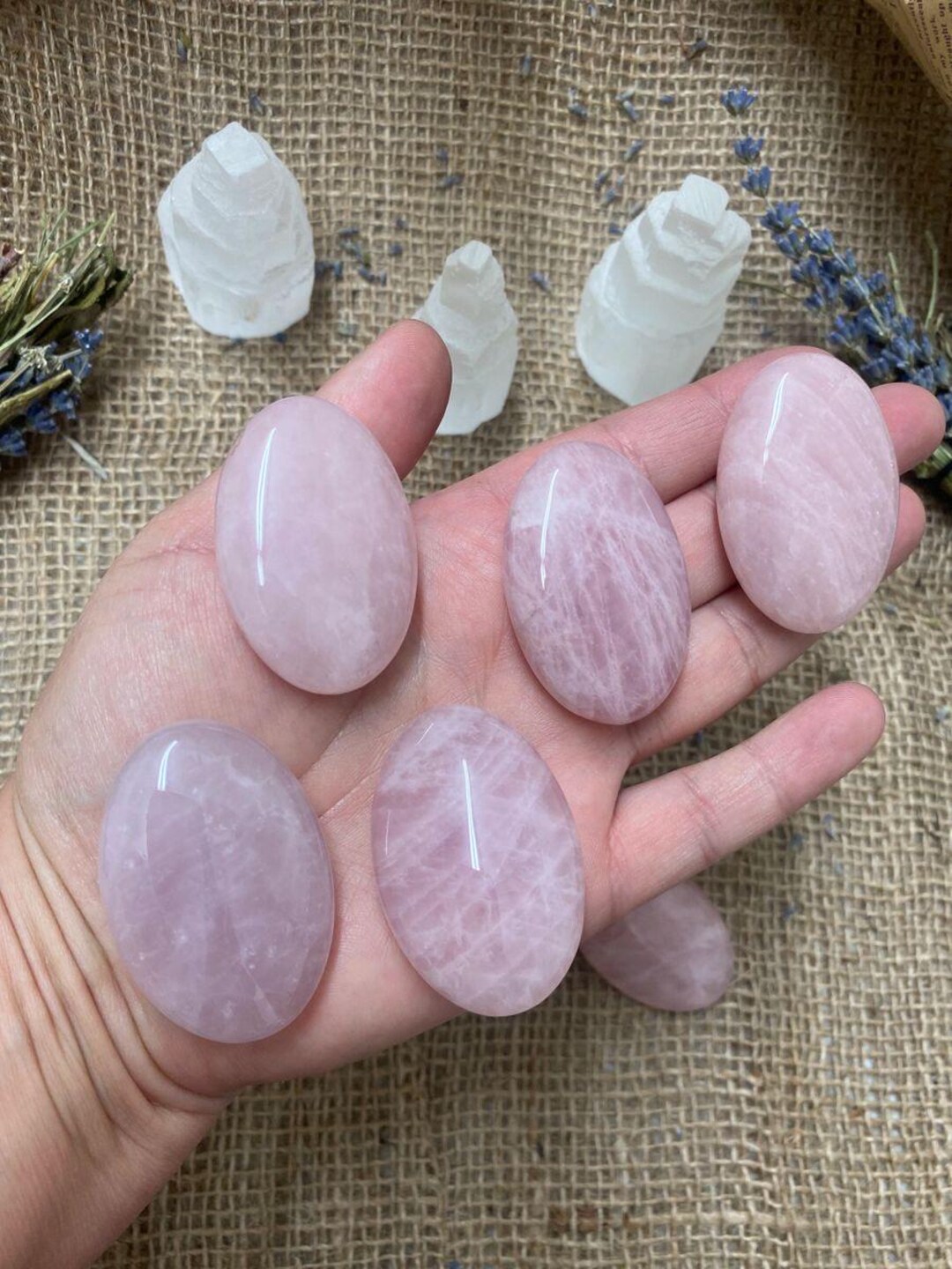 Rose Quartz Palm Stone - Etsy