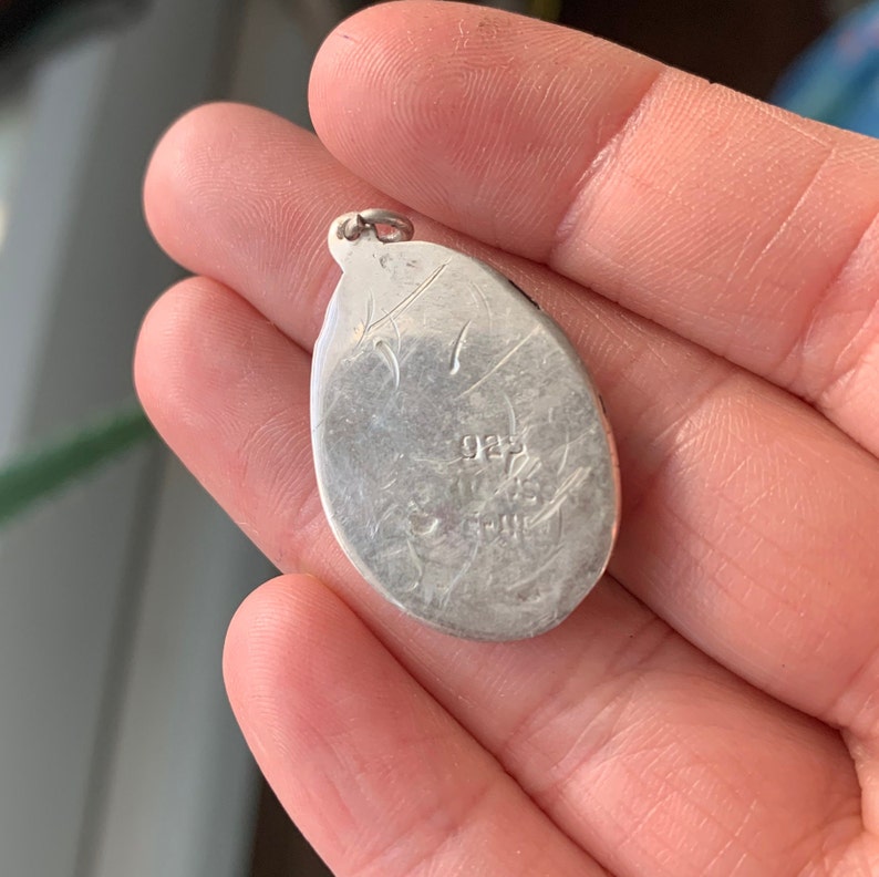 Vintage Aboriginal Designed Sterling Silver Pendant With Shell Inlay ...