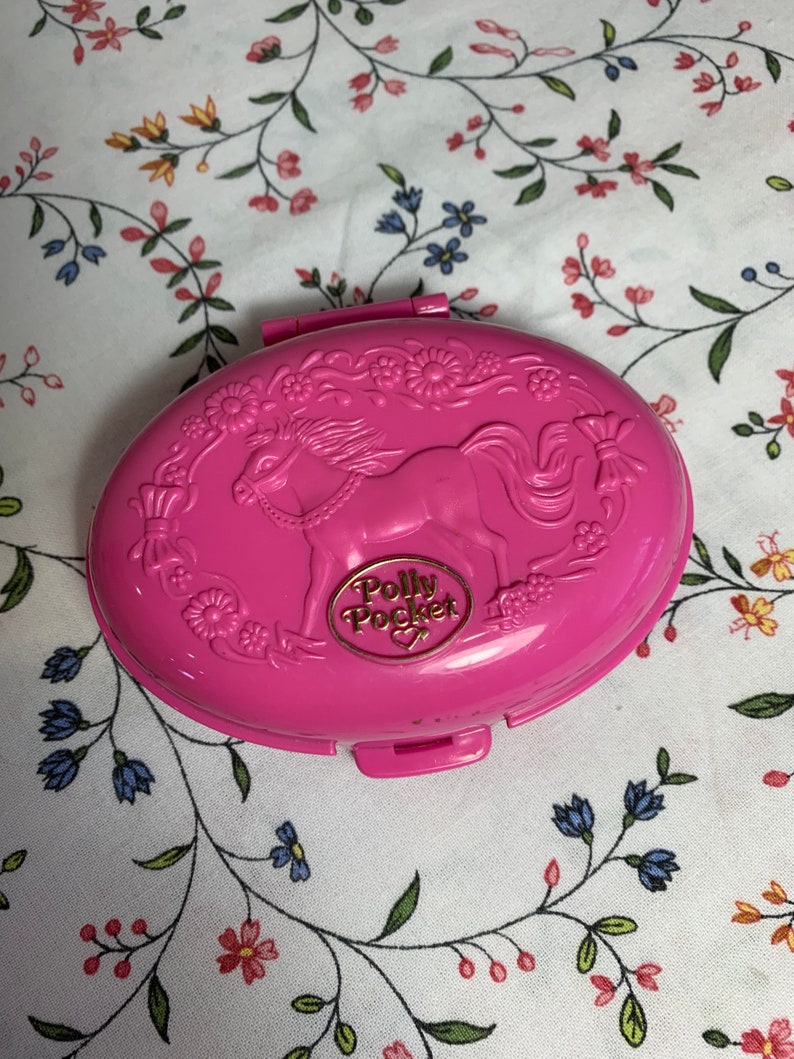 Vintage 1995 Blue Bird Polly Pocket Palomino Pony Compact W/ Horse ...