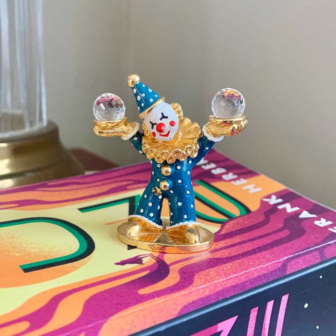 1995 Spooniques Pewter Gold Clown W/ Swarovski Crystal Balls Miniature ...