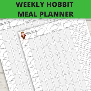 Weekly Hobbit Meal Planner & Grocery List Sunday Start Printable ...