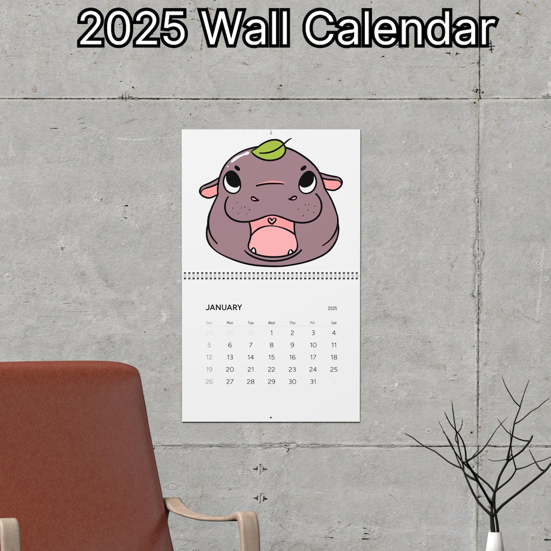 2025 Moo Deng the Pygmy Hippo Wall Calendar - Adorable Cartoon Hippo ...