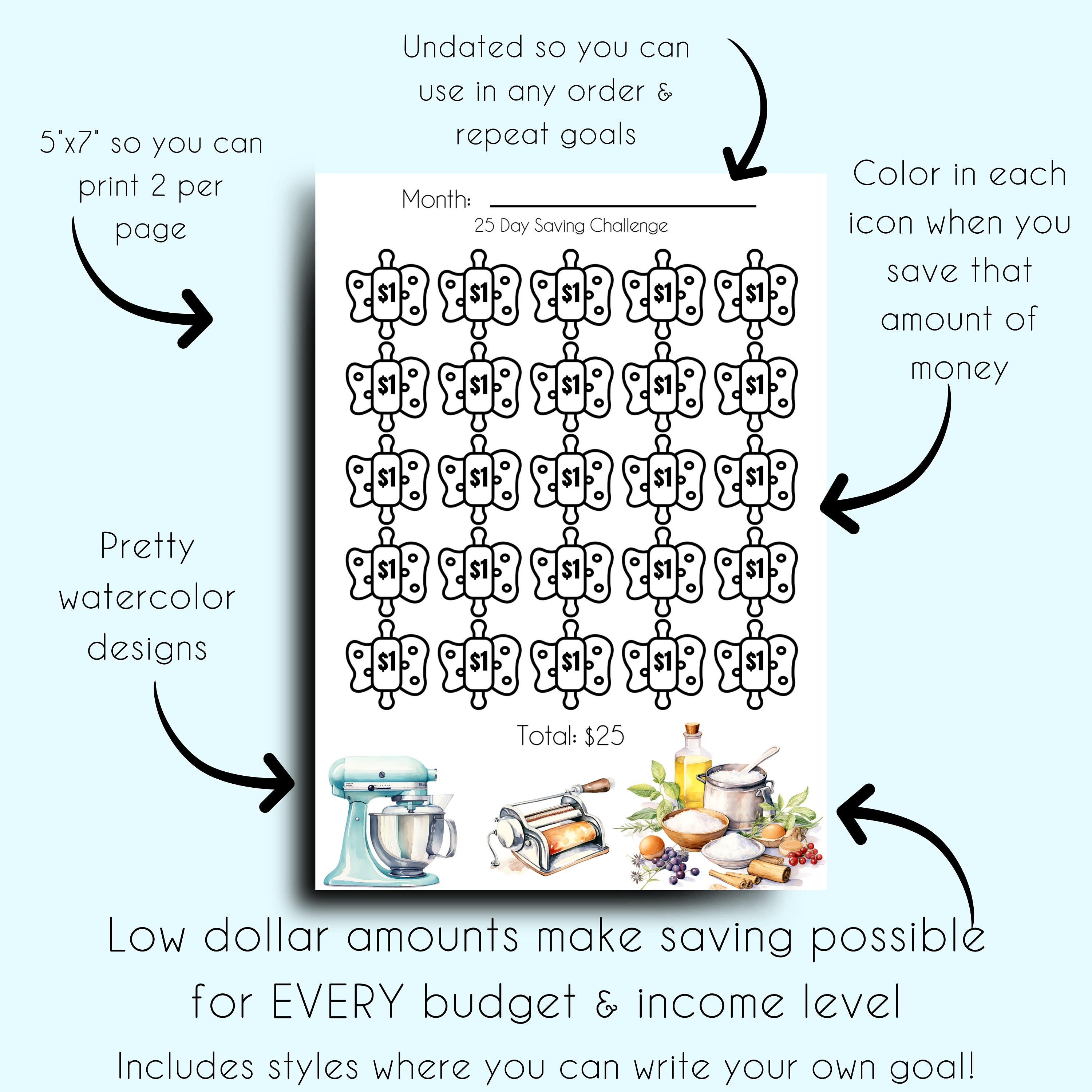 Low Income Monthly Savings Challenge Printable Cash Envelopes Money ...