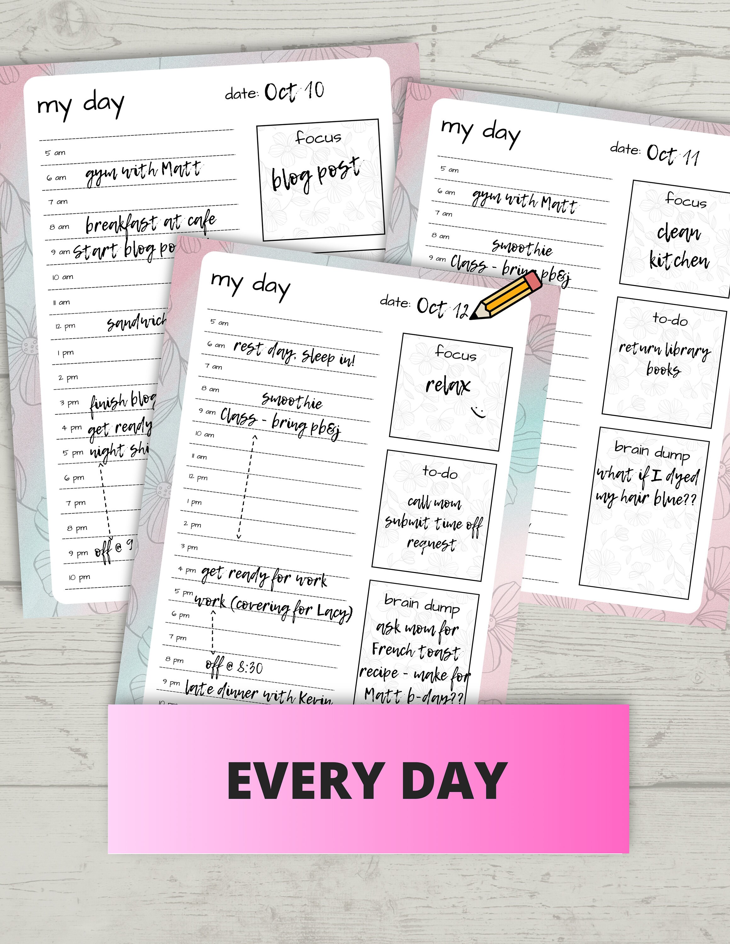 Daily Planner Printable Timed Hourly Schedule to Do List Daily ...