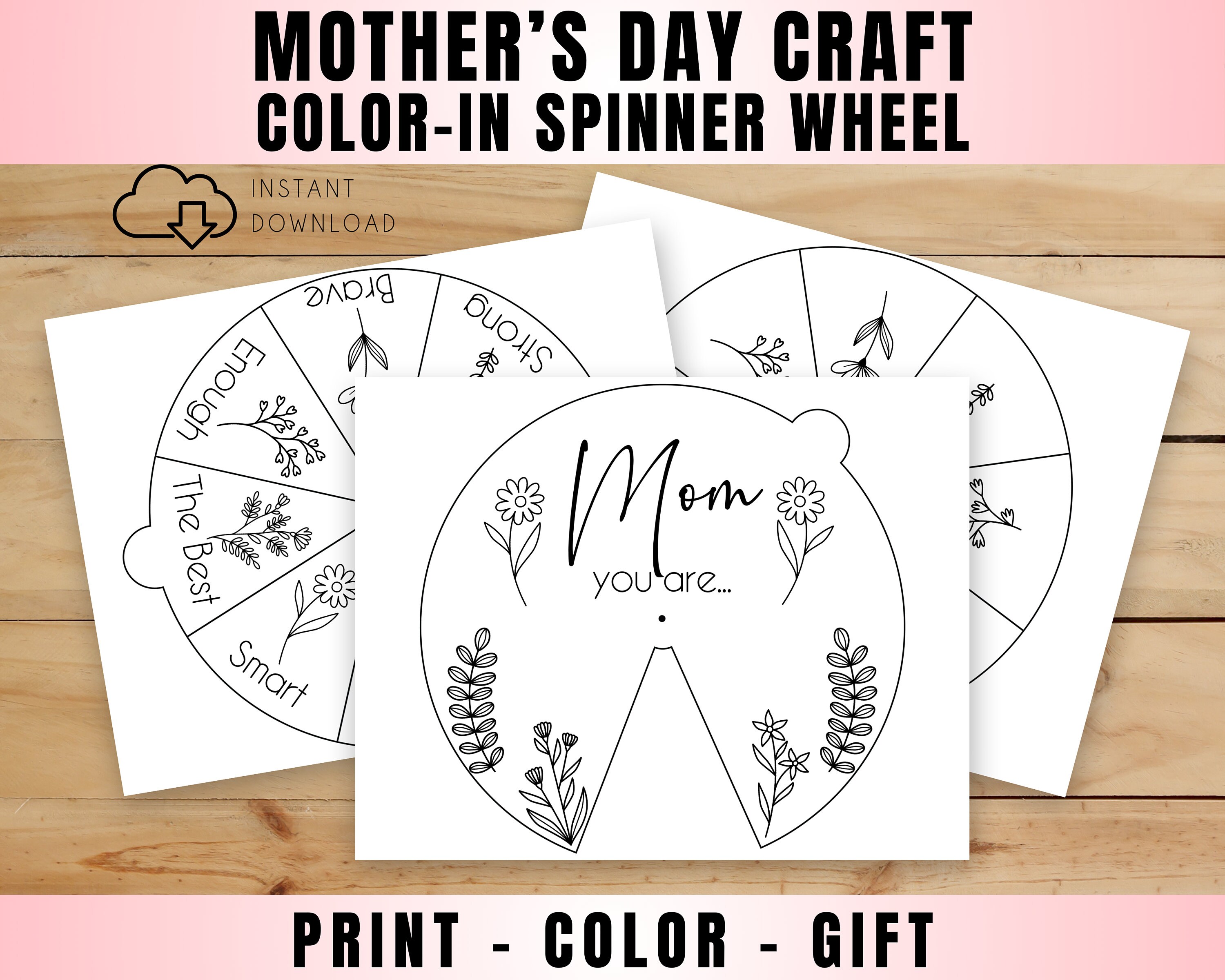 DIY Mother's Day Spinner Wheel Printable Customizable Craft for Mom ...