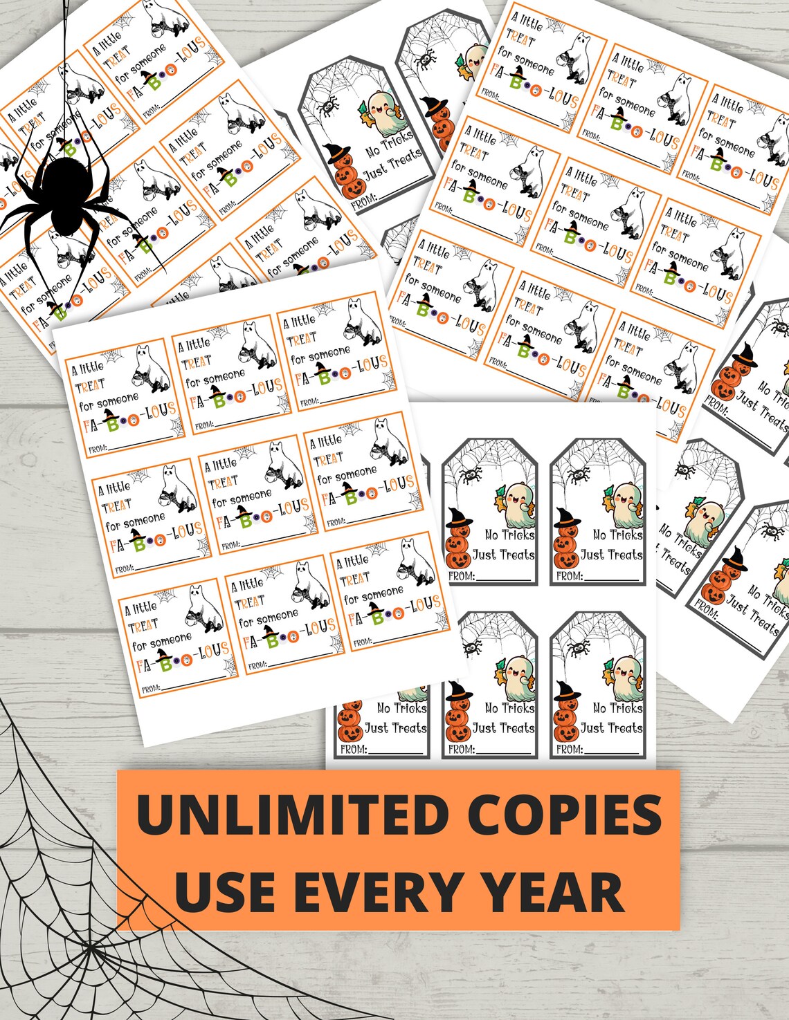 Faboolous Halloween Gift Tags Printable PDF PNG Instant - Etsy