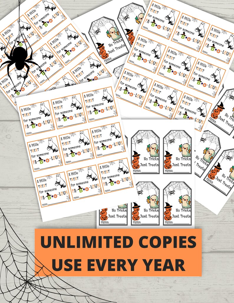 Faboolous Halloween Gift Tags Printable PDF PNG Instant - Etsy