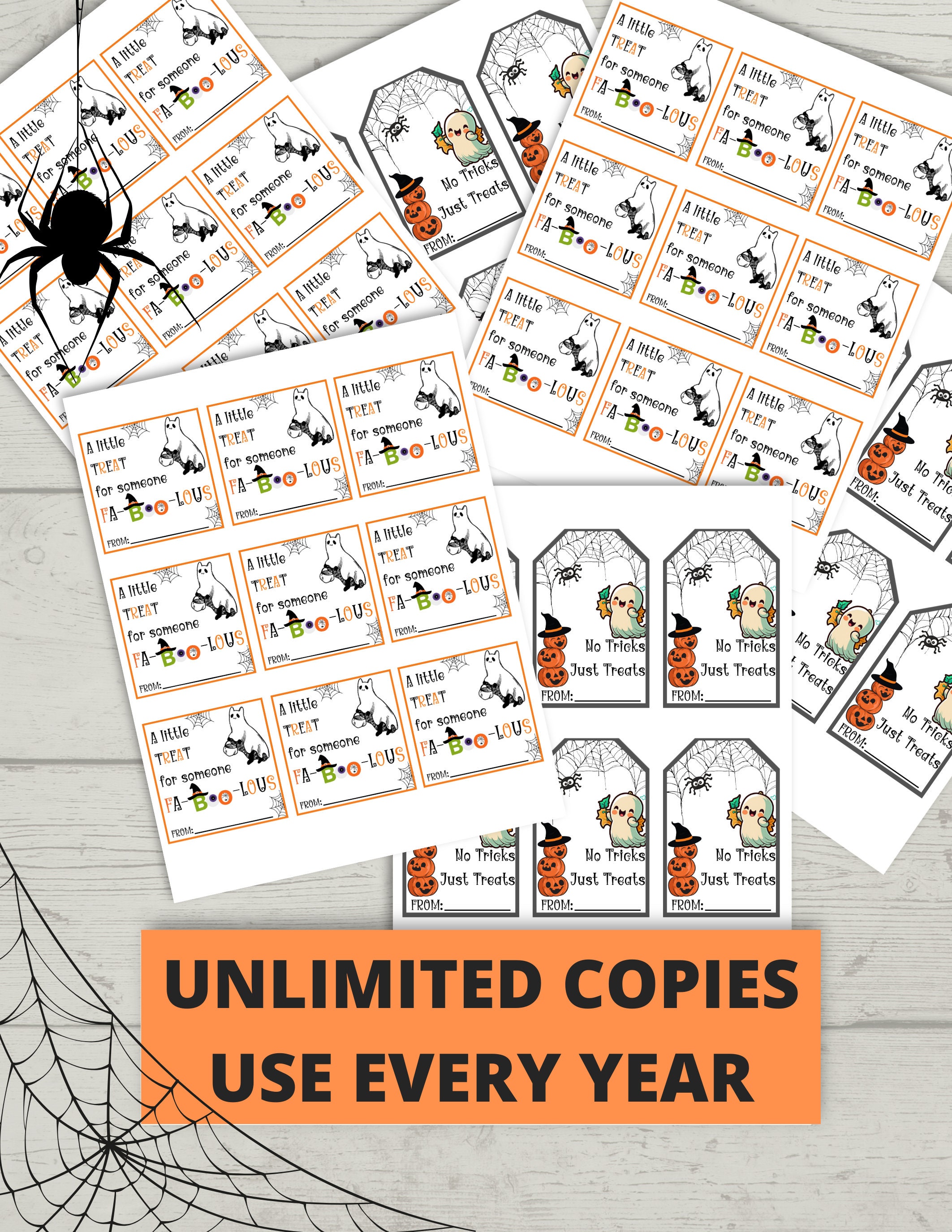 Faboolous Halloween Gift Tags Printable PDF PNG Instant - Etsy