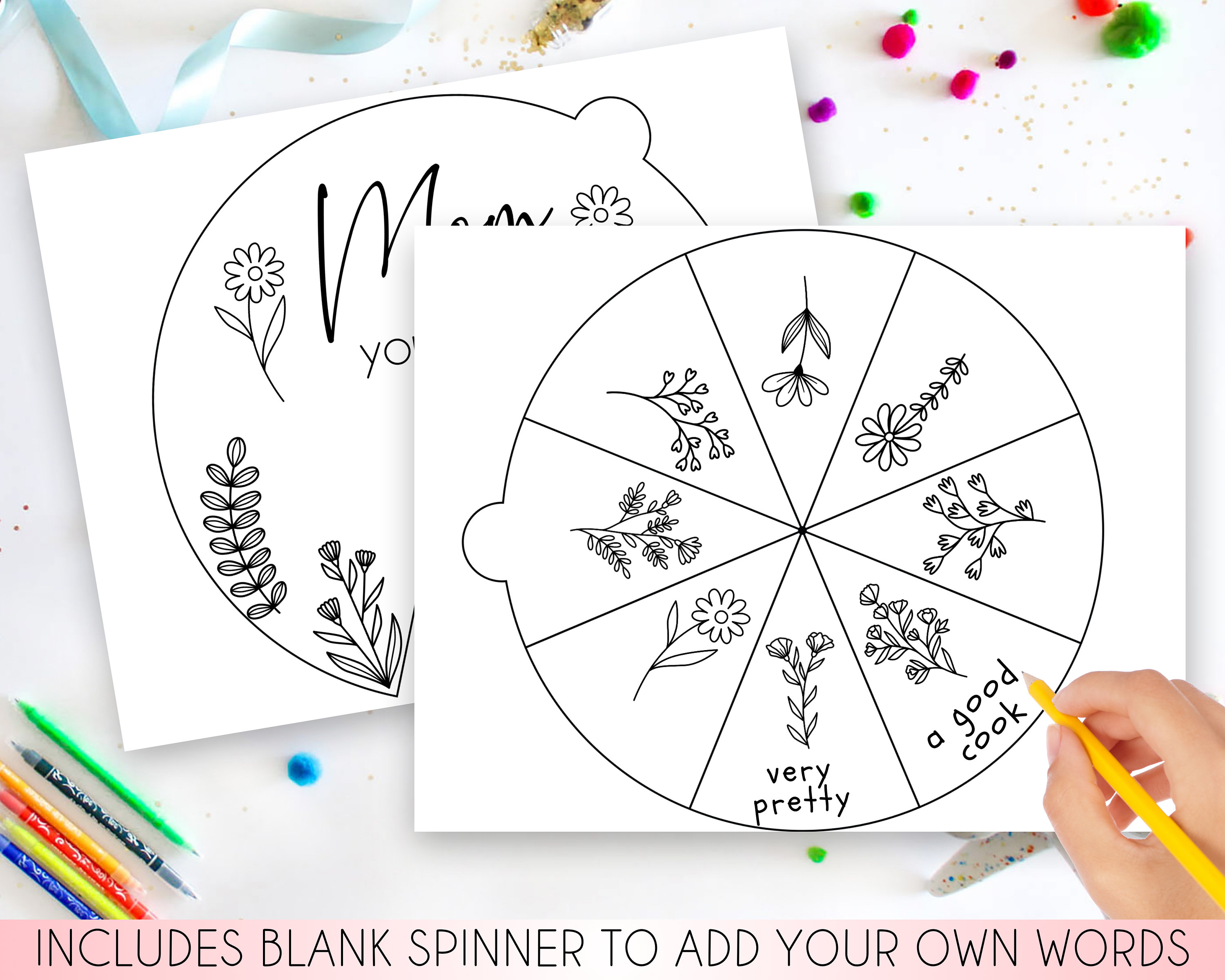 DIY Mother's Day Spinner Wheel Printable Customizable Craft for Mom ...