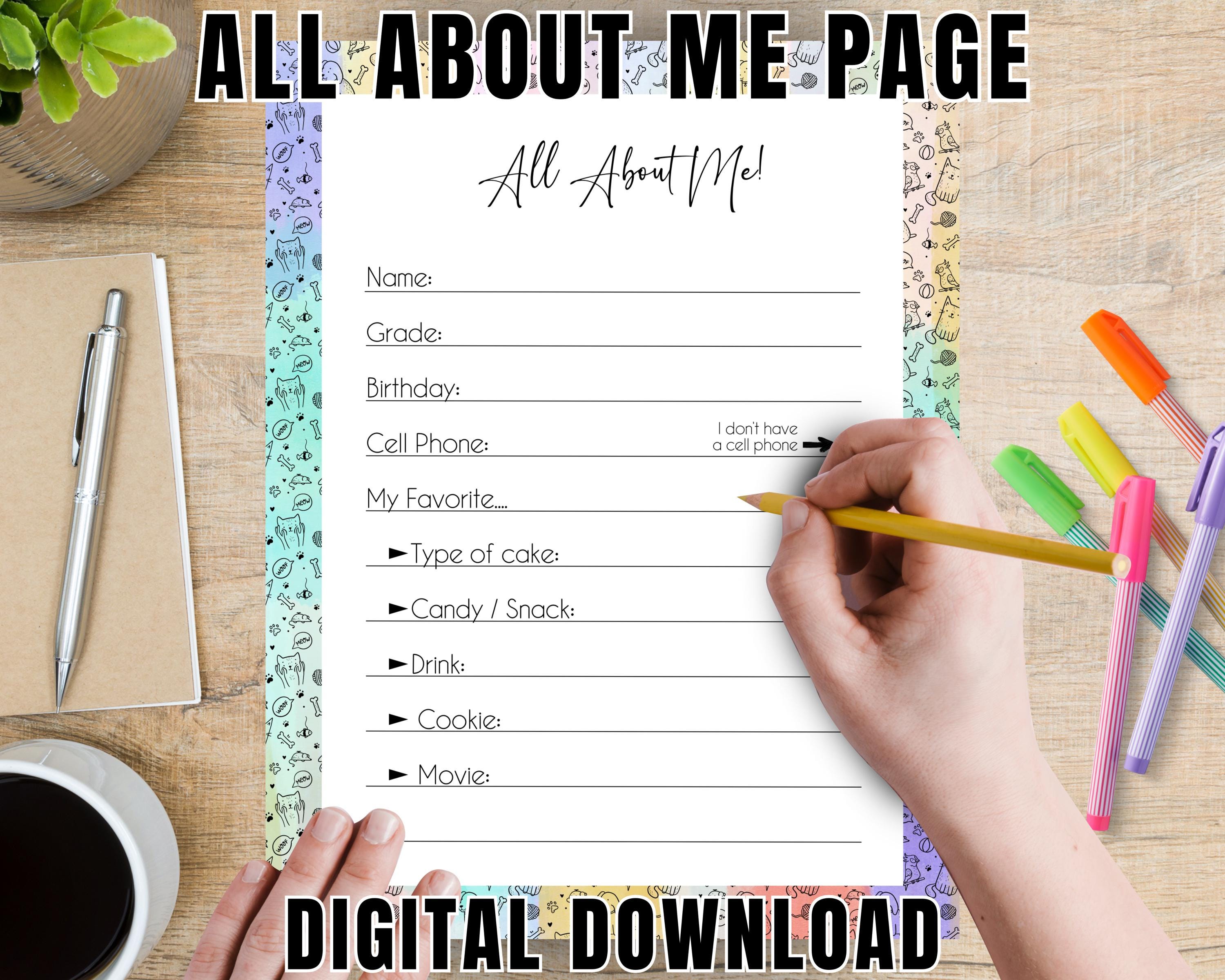 All About Me Printable for Teens + Adults Fun Get-to-know-you Activity ...