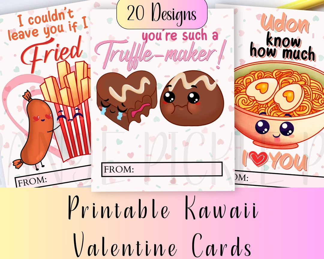 Adorable Kawaii Food Valentine Cards | Instant Download for a Sweet ...